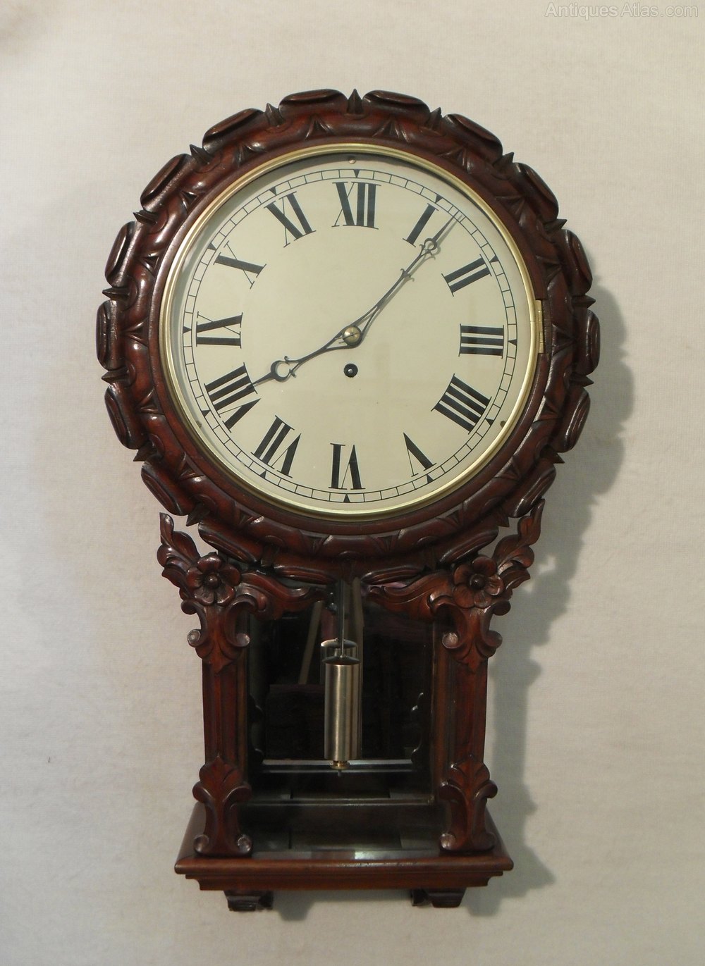 Antiques Atlas - Victorian Mahogany Drop Dial Wall Clock