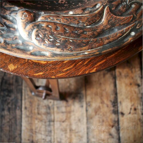Antiques Atlas - Large Arts And Crafts Copper Charger With Birds ...