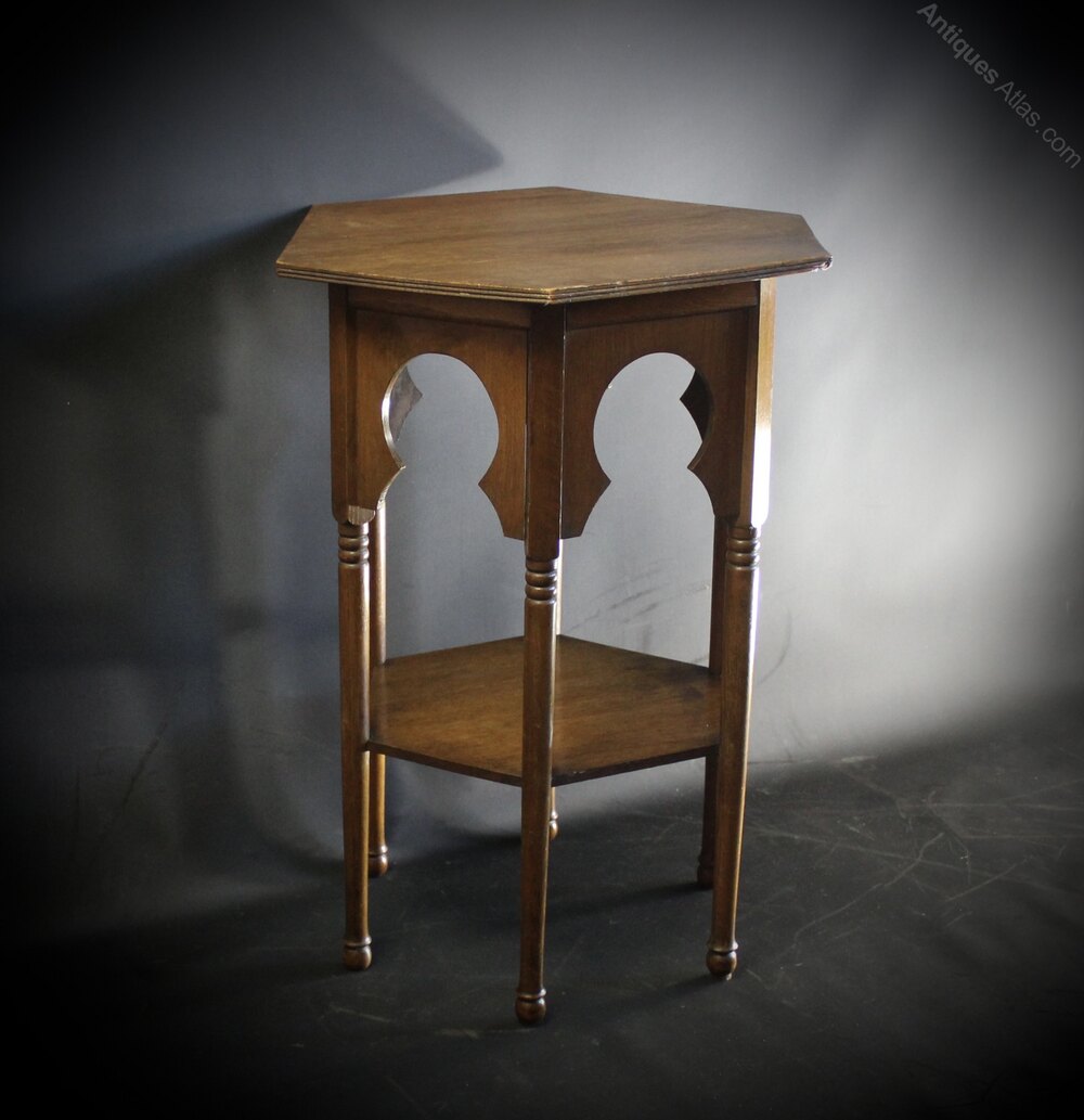 Oak Hexagonal Liberty Side Table as342a4174 / hexaganoltableLS - Antiques Atlas