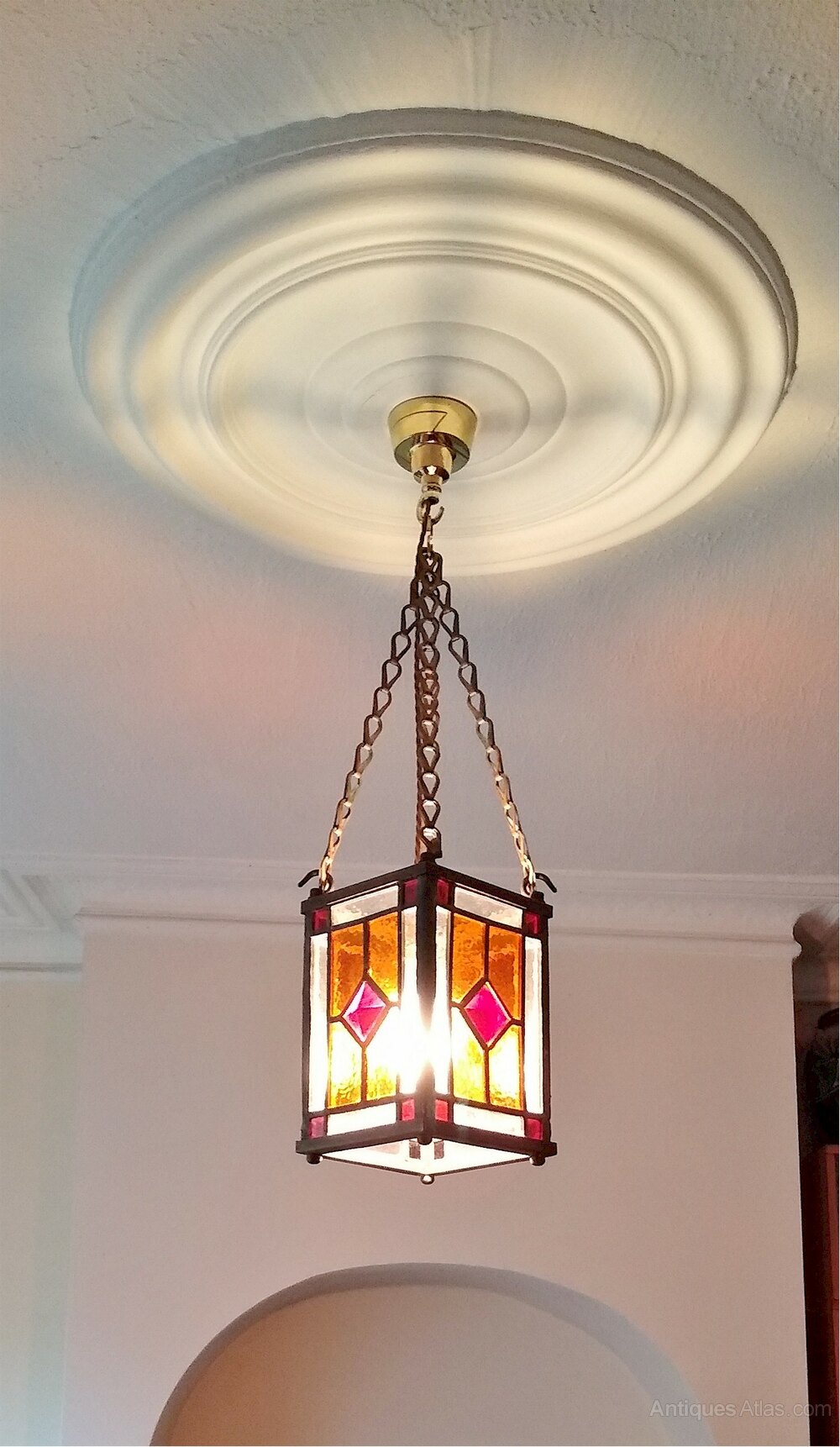 Antiques Atlas - PAIR Of Leaded Glass Ceiling Lights