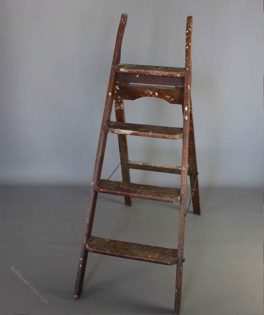 Vintage Decorators Pitch Pine Step Ladders - Antiques Atlas