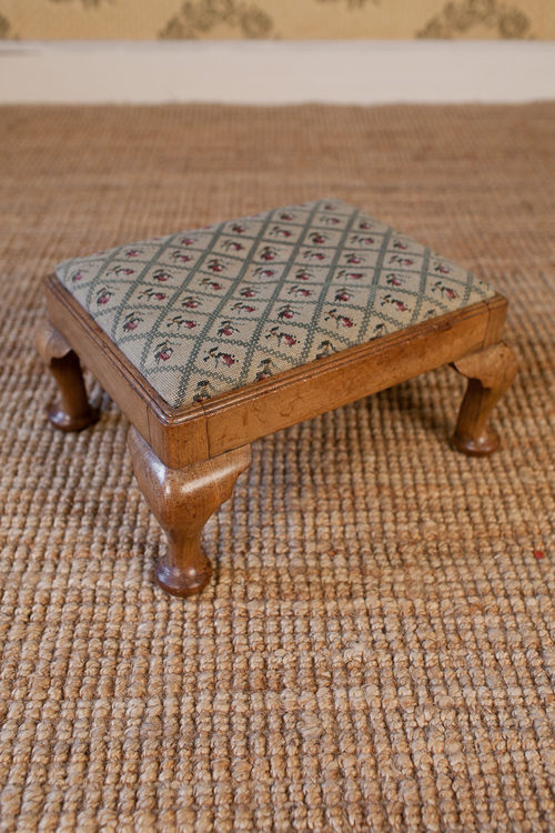 Georgian Style Walnut Framed Footstool. - Antiques Atlas