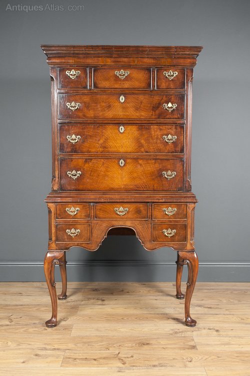Queen Anne Style Chest On Stand. - Antiques Atlas