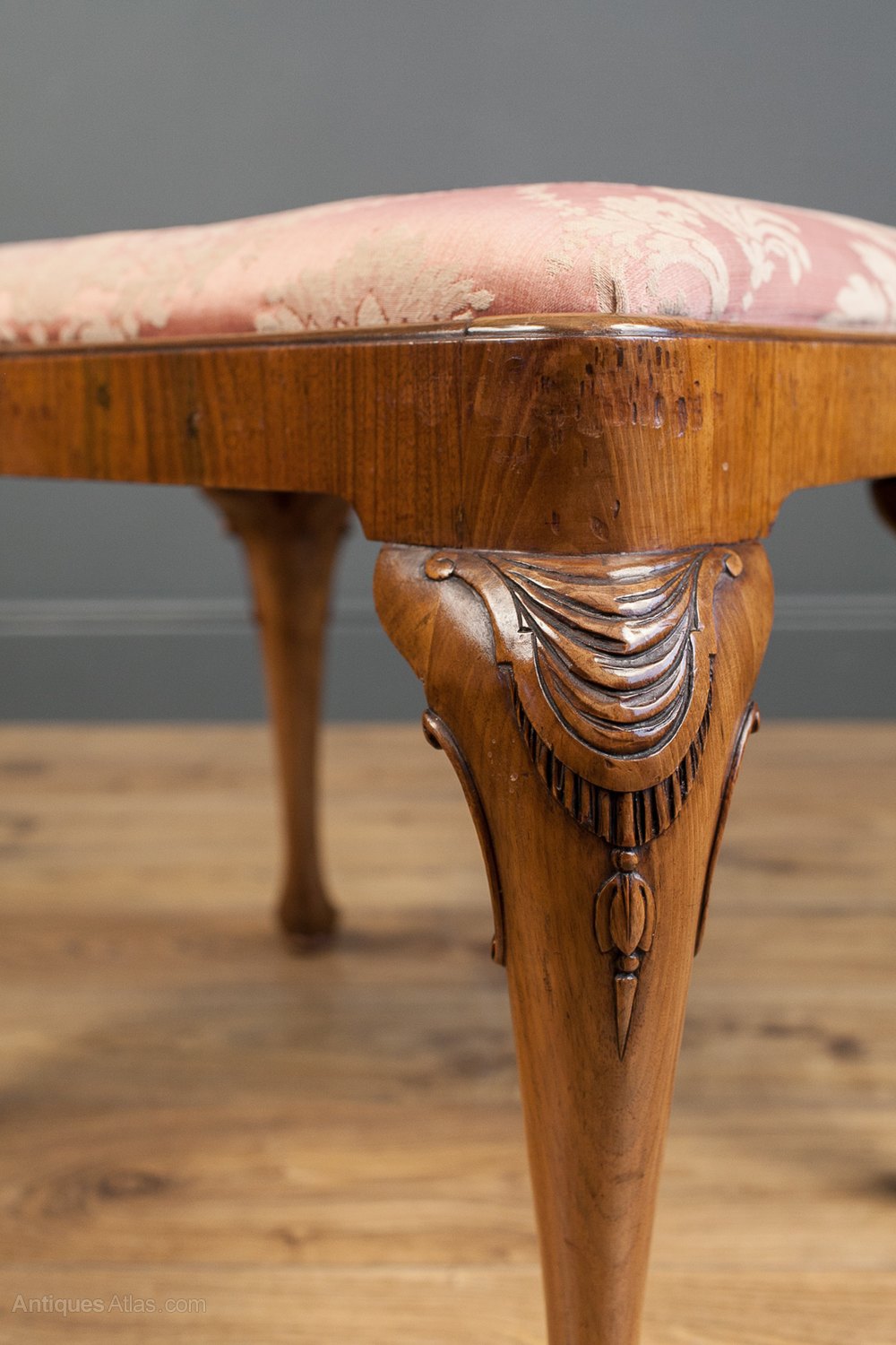 Waring & Gillow Walnut Queen Anne Style Stool - Antiques Atlas