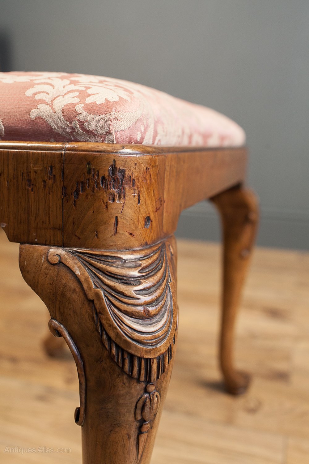 Waring & Gillow Walnut Queen Anne Style Stool - Antiques Atlas