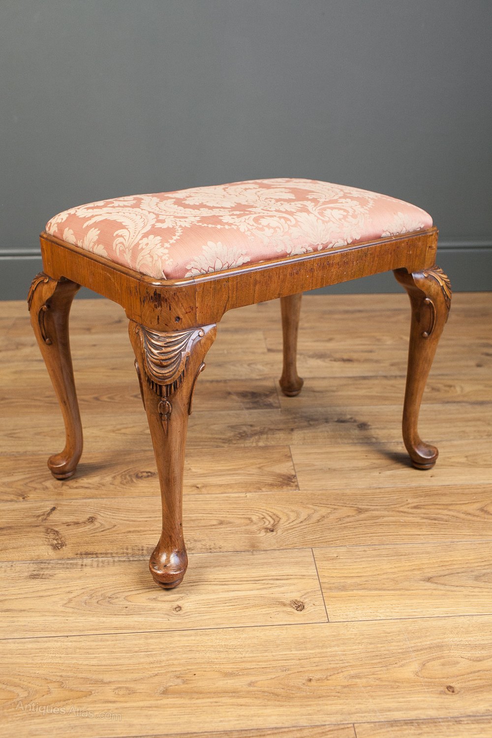 Waring & Gillow Walnut Queen Anne Style Stool - Antiques Atlas