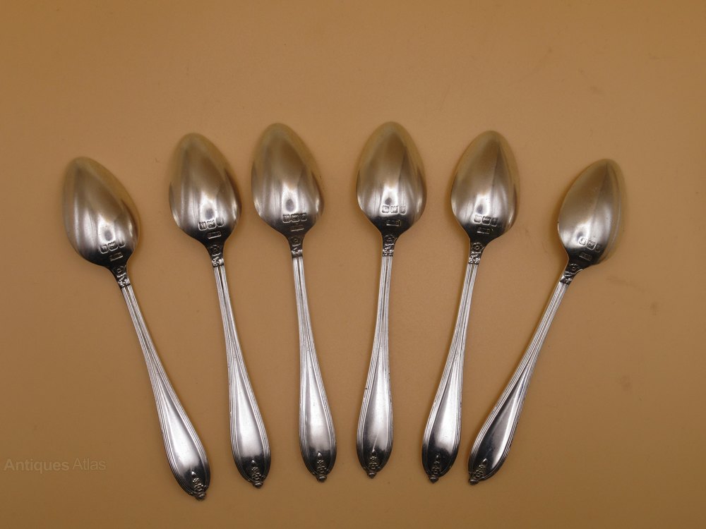 Antiques Atlas - Floral Silver Coffee Spoons Levi And Salaman 1919