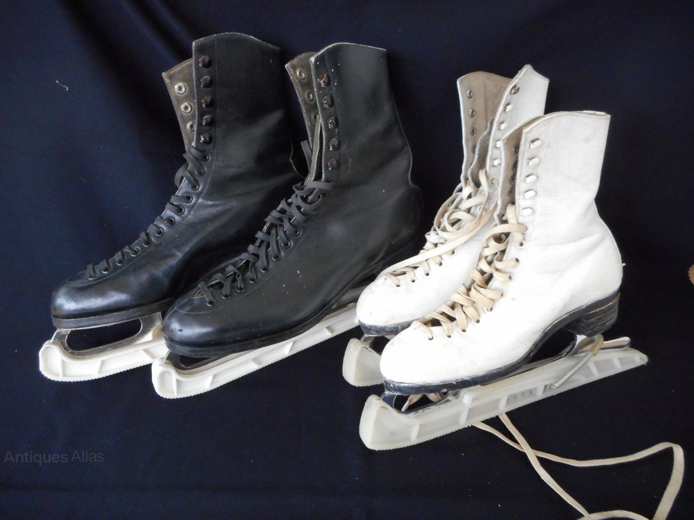 Antiques Atlas - Sale On. Pairs Of Vintage Leather Ice Skating Boots ...
