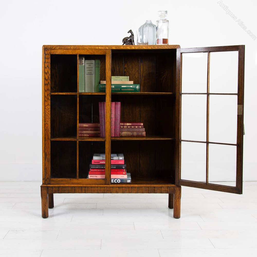 1920s Vintage Glazed Bookcase Cabinet With Key - Antiques Atlas