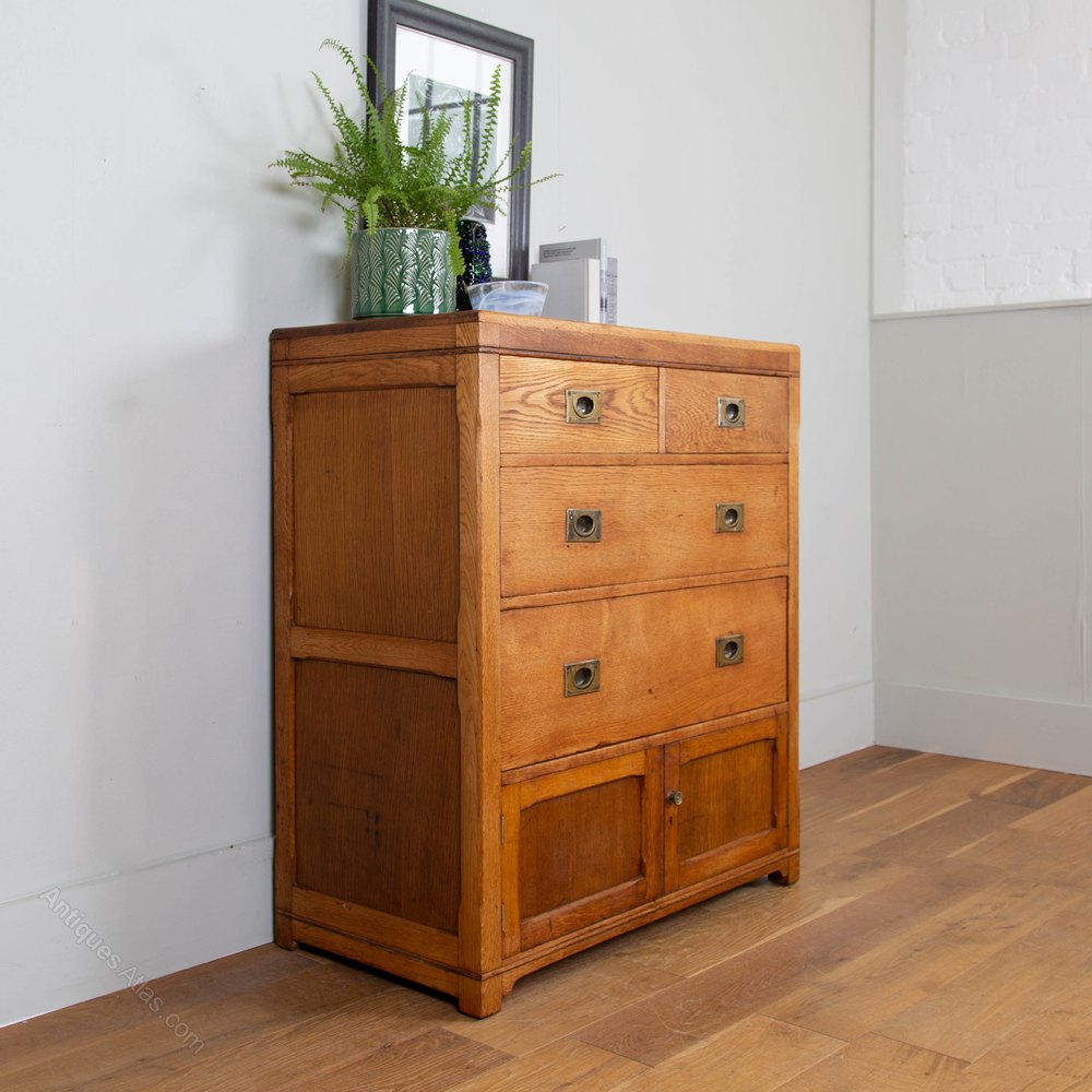 Great Vintage 1930s Oak Military Chest Of Drawers - Antiques Atlas