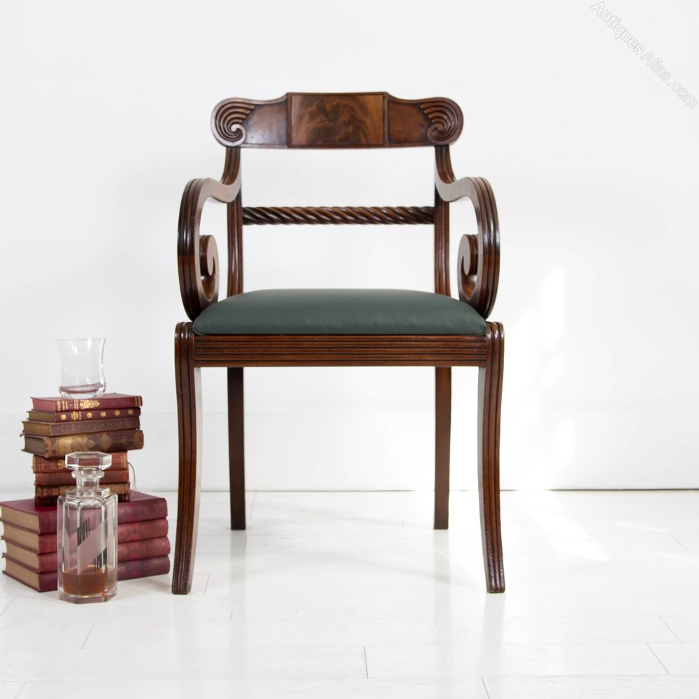 Regency Armchair Carver Chair New Leather Seat - Antiques Atlas