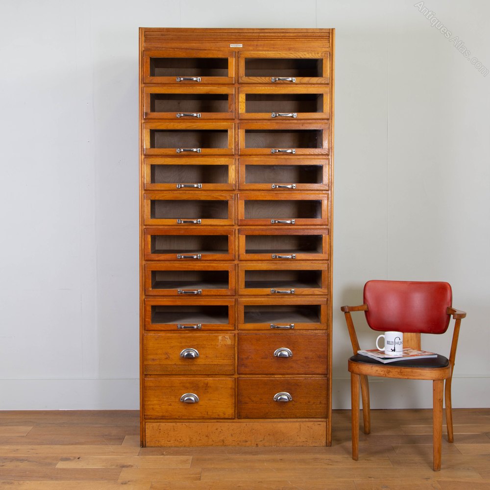 Vintage 1930s Tall 20 Drawer Haberdashery Cabinet - Antiques Atlas