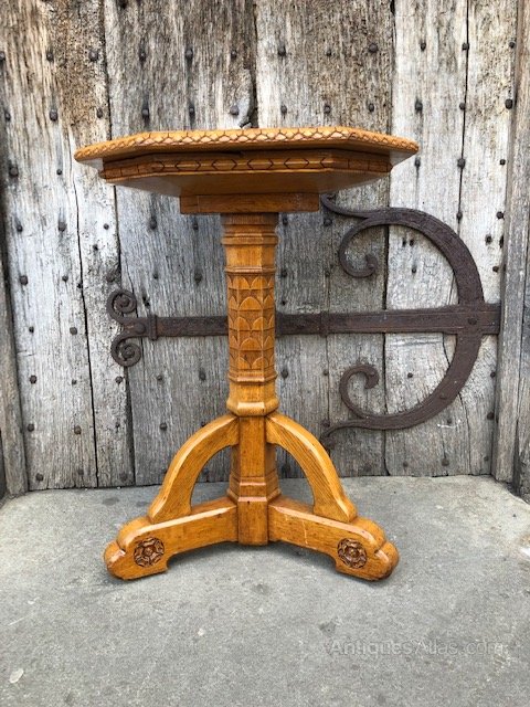 19th Century Oak Puginesque Octaganol Topped Table as983a656 / 10232 ...