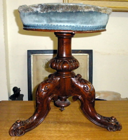 ANTIQUE WALNUT Revolving Piano Stool - Antiques Atlas