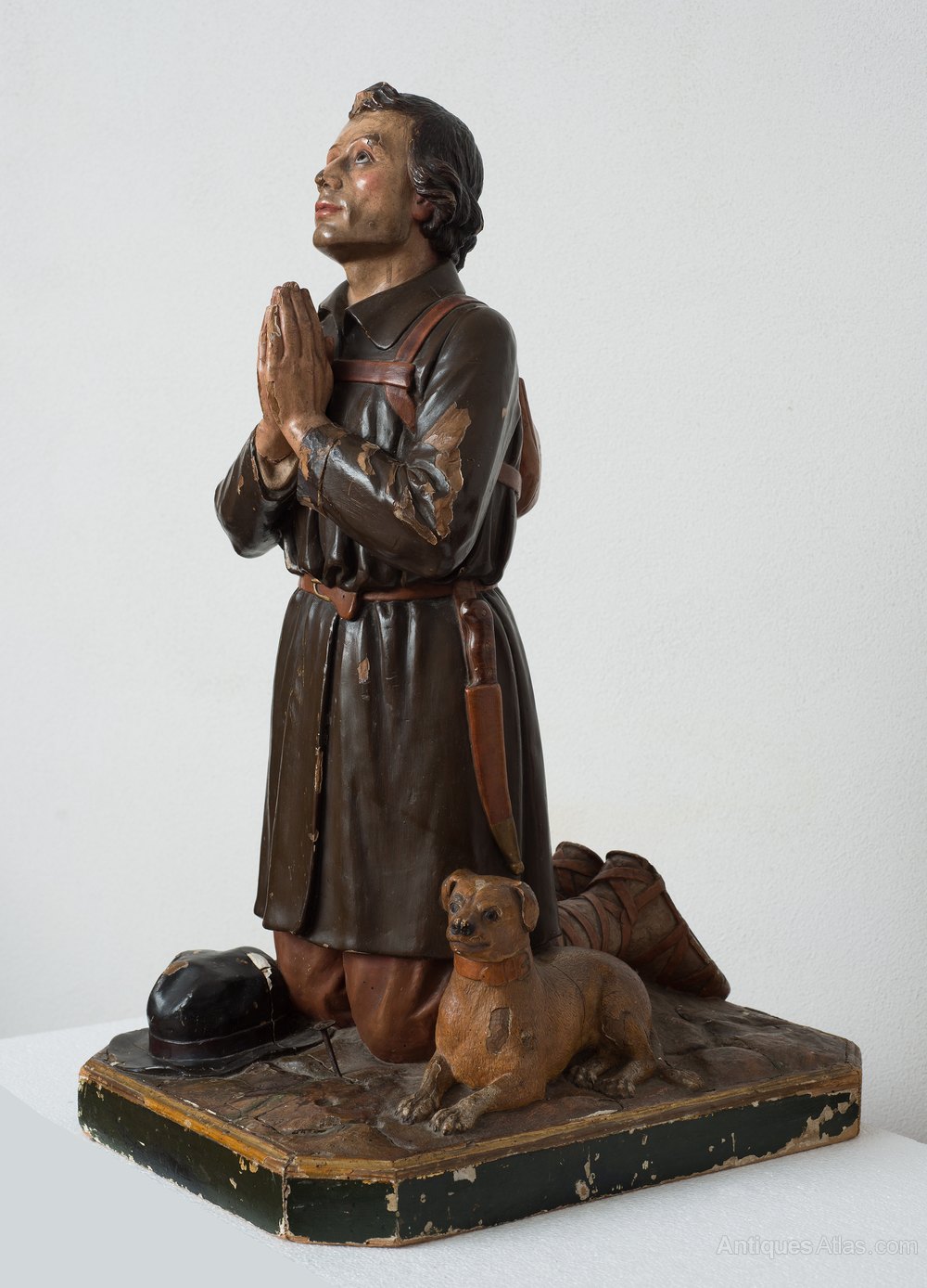 Antiques Atlas - Carved Wooden Sculpture Depicting San Rocco.XIX C.
