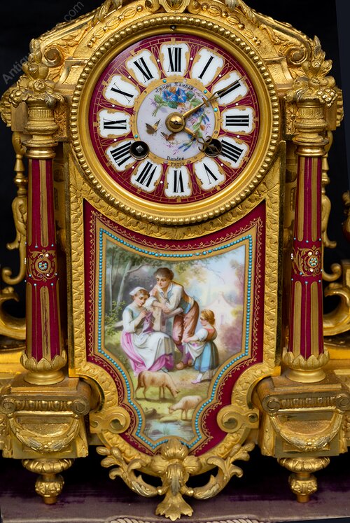 Antiques Atlas - Clock Triptych In Bronze And Sevres Porcelain. as906a1815