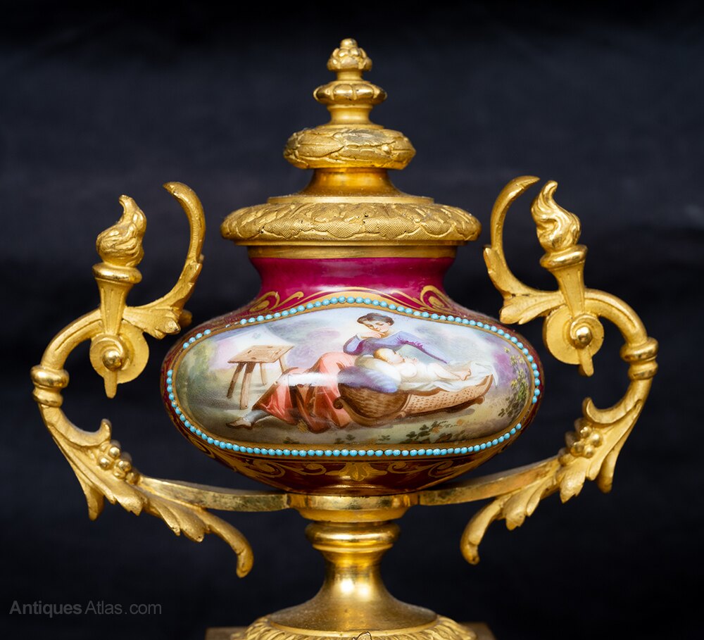 Antiques Atlas - Clock Triptych In Bronze And Sevres Porcelain. as906a1815