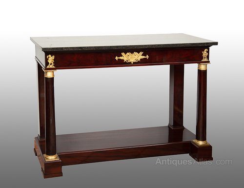French Empire Console In Mahogany Feather. - Antiques Atlas