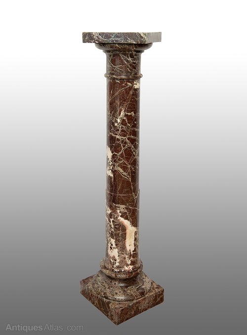 Antiques Atlas - French Column In Red Levanto Marble. XIX Century.