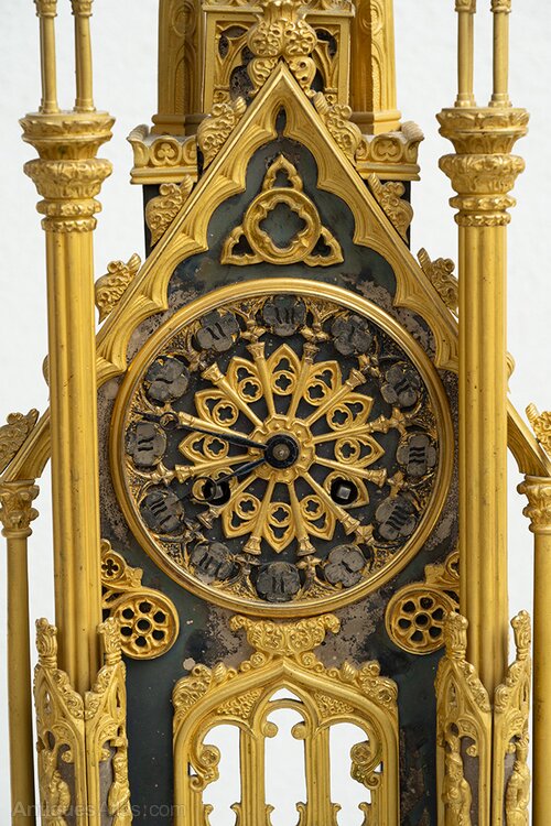 Antiques Atlas - French Neo-Gothic Clock Triptych.19th Century. as906a1854