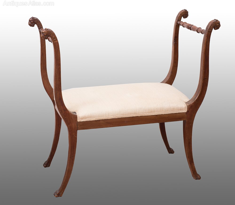 Italian Bench In Solid Walnut. 19th Century. - Antiques Atlas