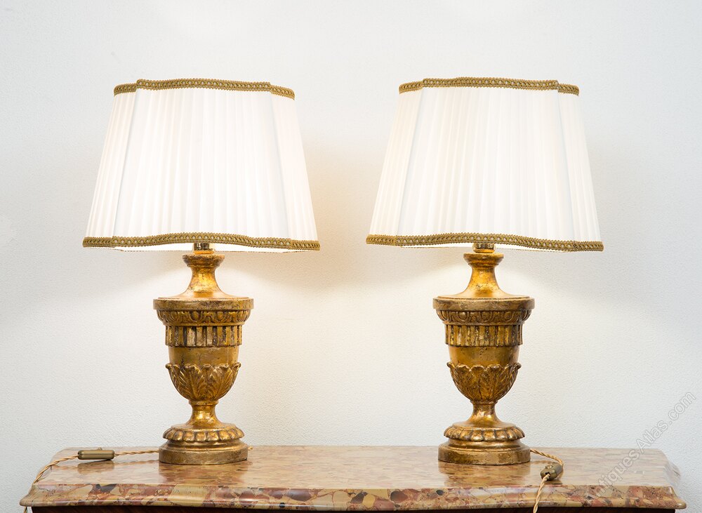 Antiques Atlas - Pair Of Empire Lamps In Gilded Wood.Italy 18th Cth ...