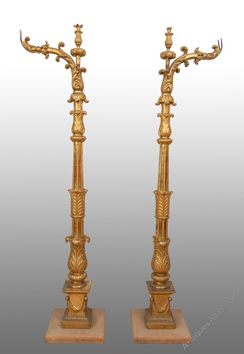 Antiques Atlas - Roman Torch Holders In Gilded And Carved Wood.