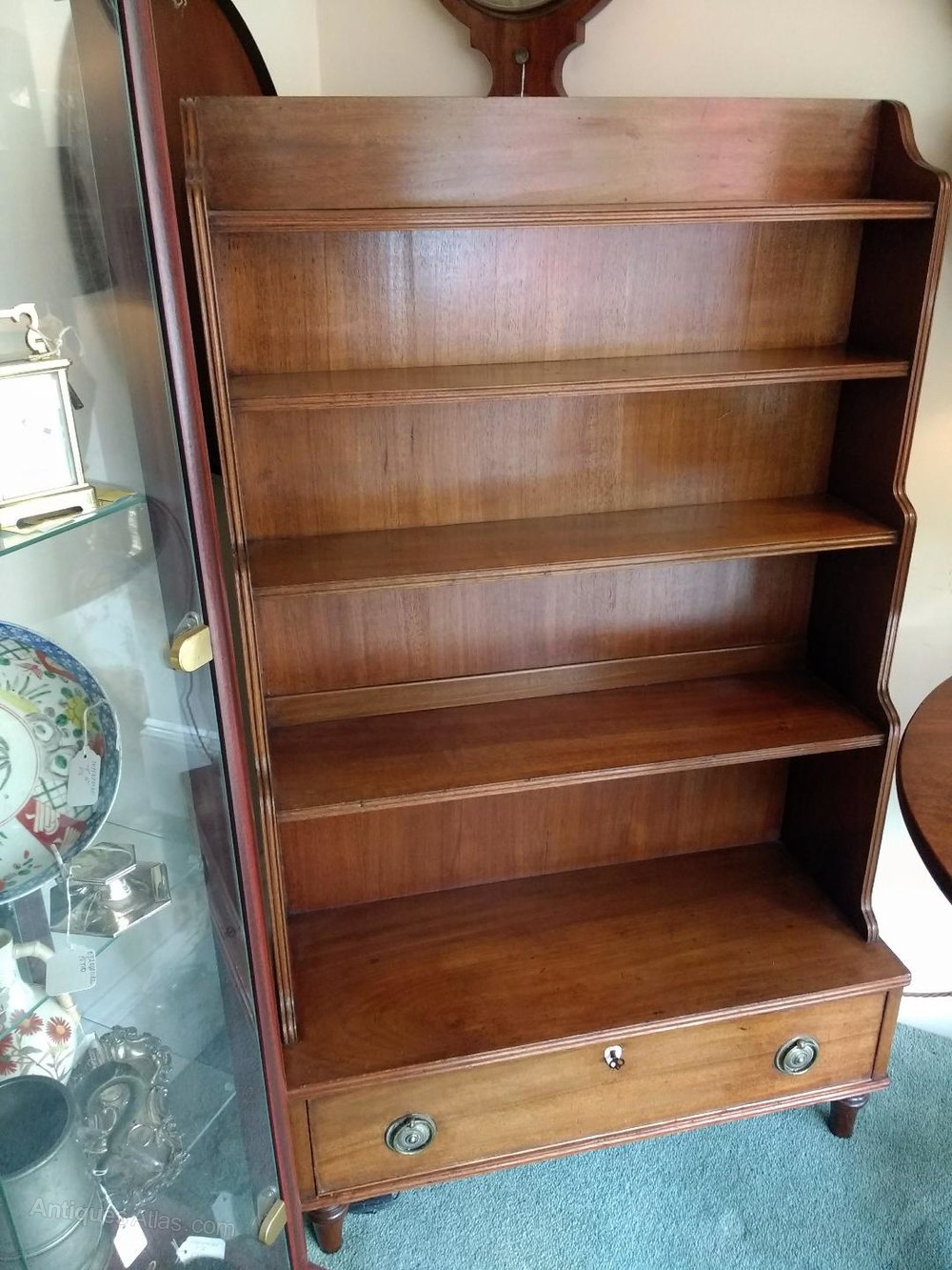 Mahogany Waterfall Bookcase With Drawer C1910 - Antiques Atlas