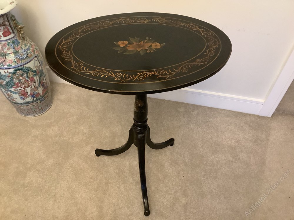 Painted Regency Table , Gilded & Painted Ebony 1820 - Antiques Atlas