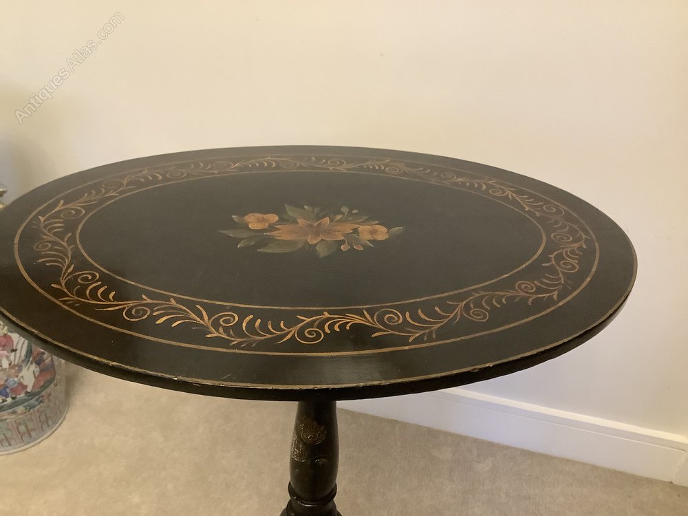 Painted Regency Table , Gilded & Painted Ebony 1820 - Antiques Atlas