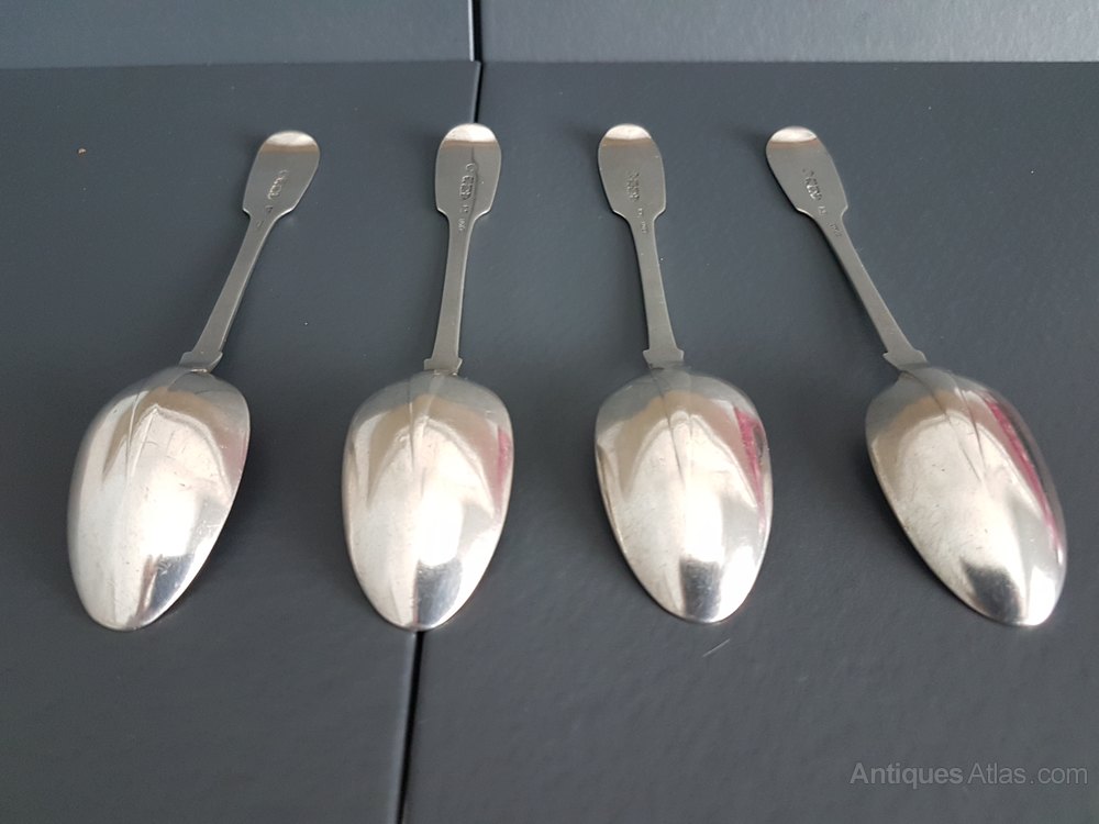 Antiques Atlas - 4 Irish Silver Tea Spoons Dublin 1842