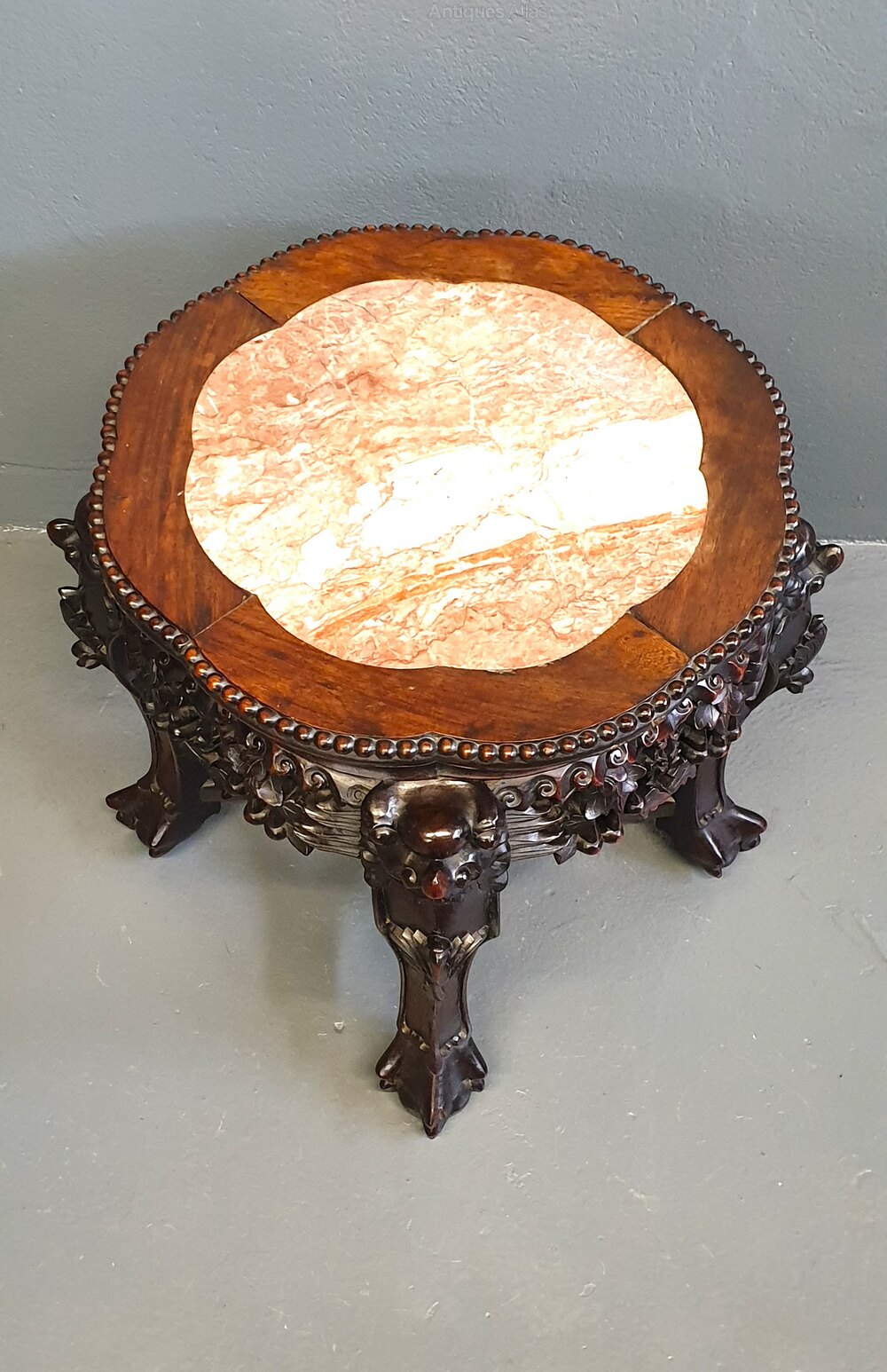 Chinese Rosewood Marble Top Stand. as619a1084 / V179 - Antiques Atlas