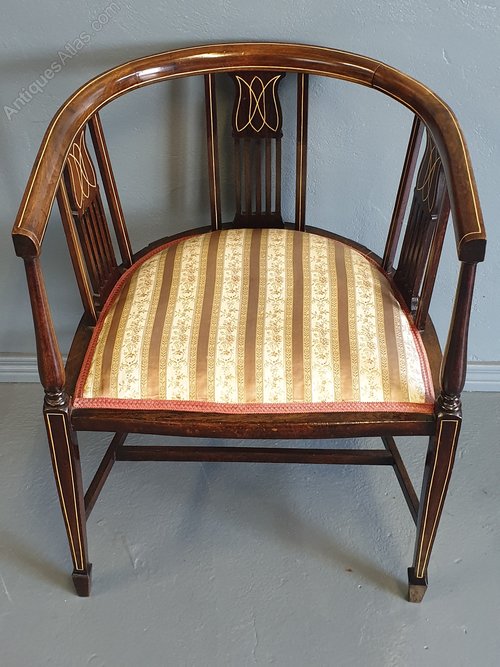 Edwardian Inlaid Tub Chair as619a483 / Q 420 - Antiques Atlas
