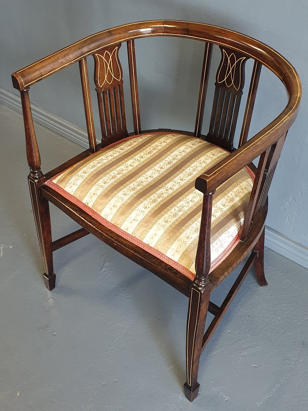 Edwardian Inlaid Tub Chair as619a483 / Q 420 - Antiques Atlas