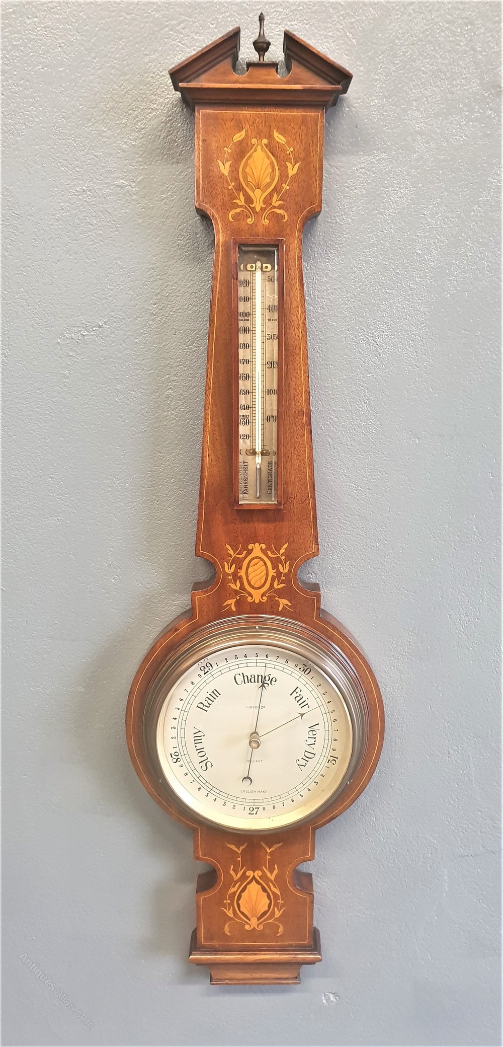 Antiques Atlas - Edwardian Mahogany & Inlaid Barometer