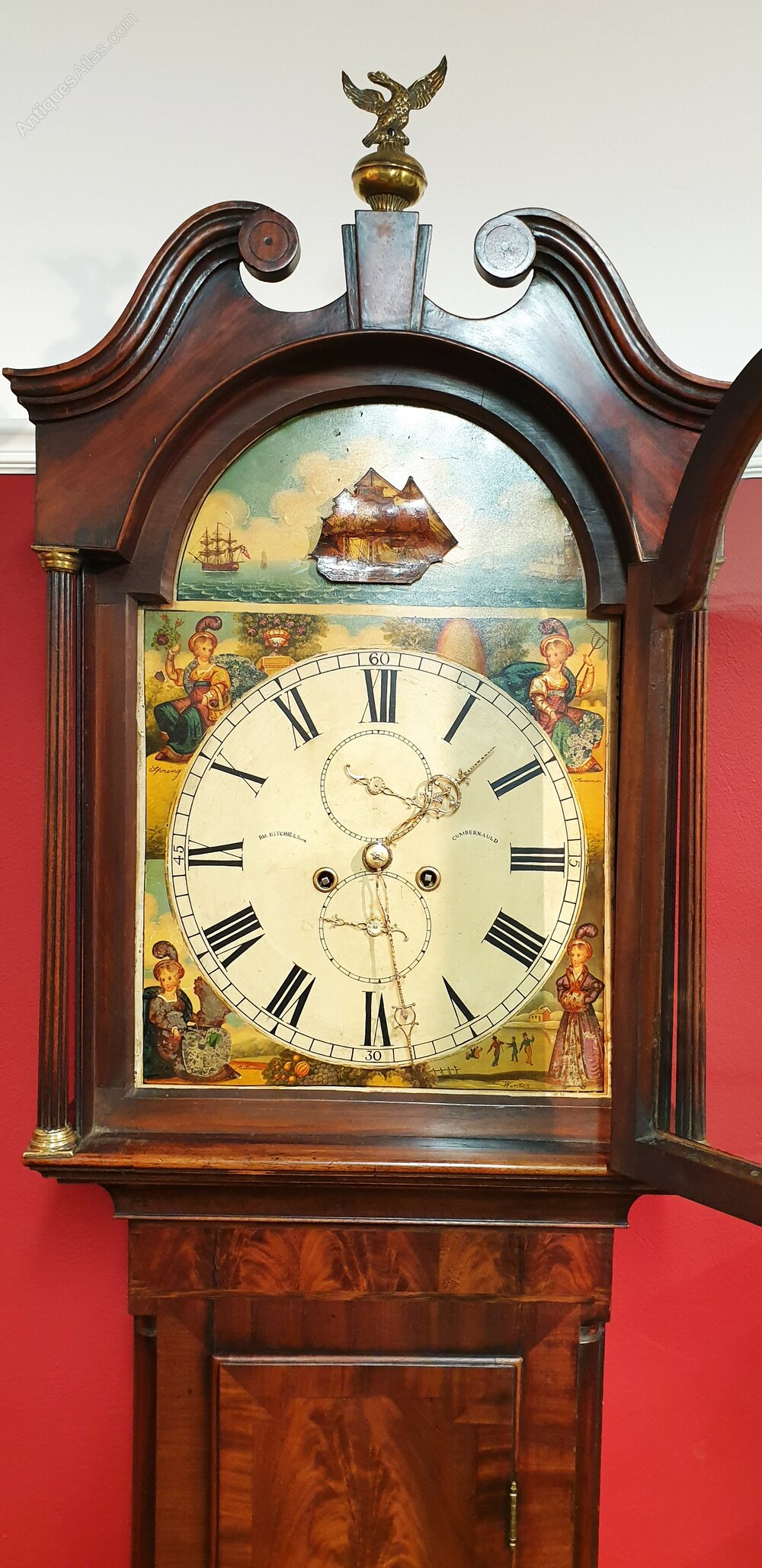 Antiques Atlas - Georgian Mahogany Longcase Clock (Rocking Ship ...