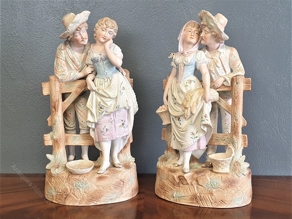 Antiques Atlas - Large Pair Of Bisque Figures