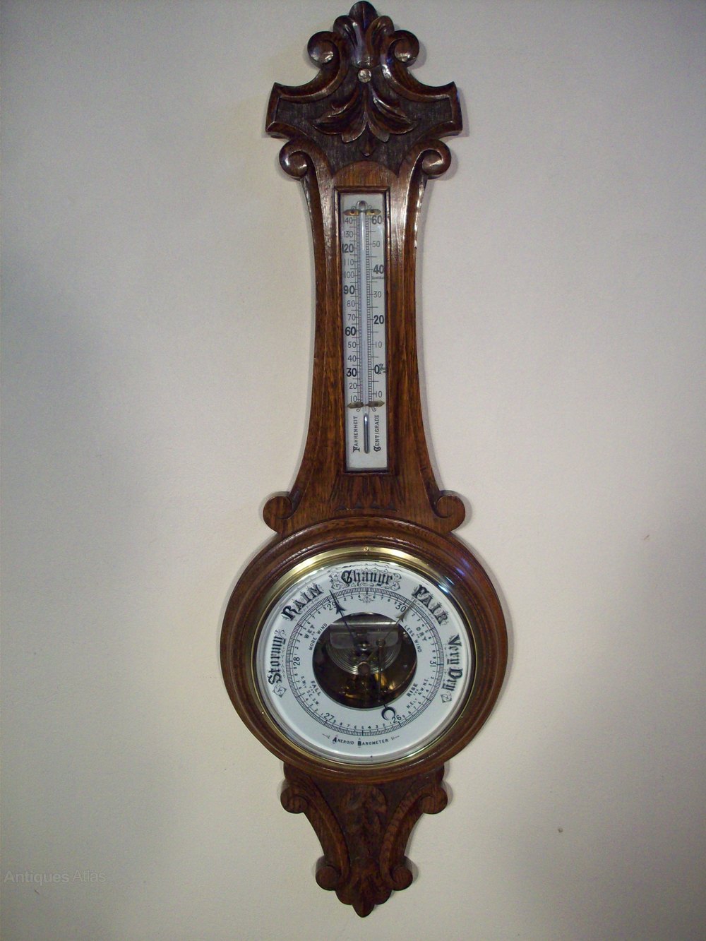 Antiques Atlas - Oak Case Aneroid Barometer