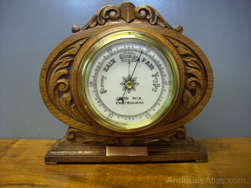 Antiques Atlas - Oak Case Desk Top Barometer