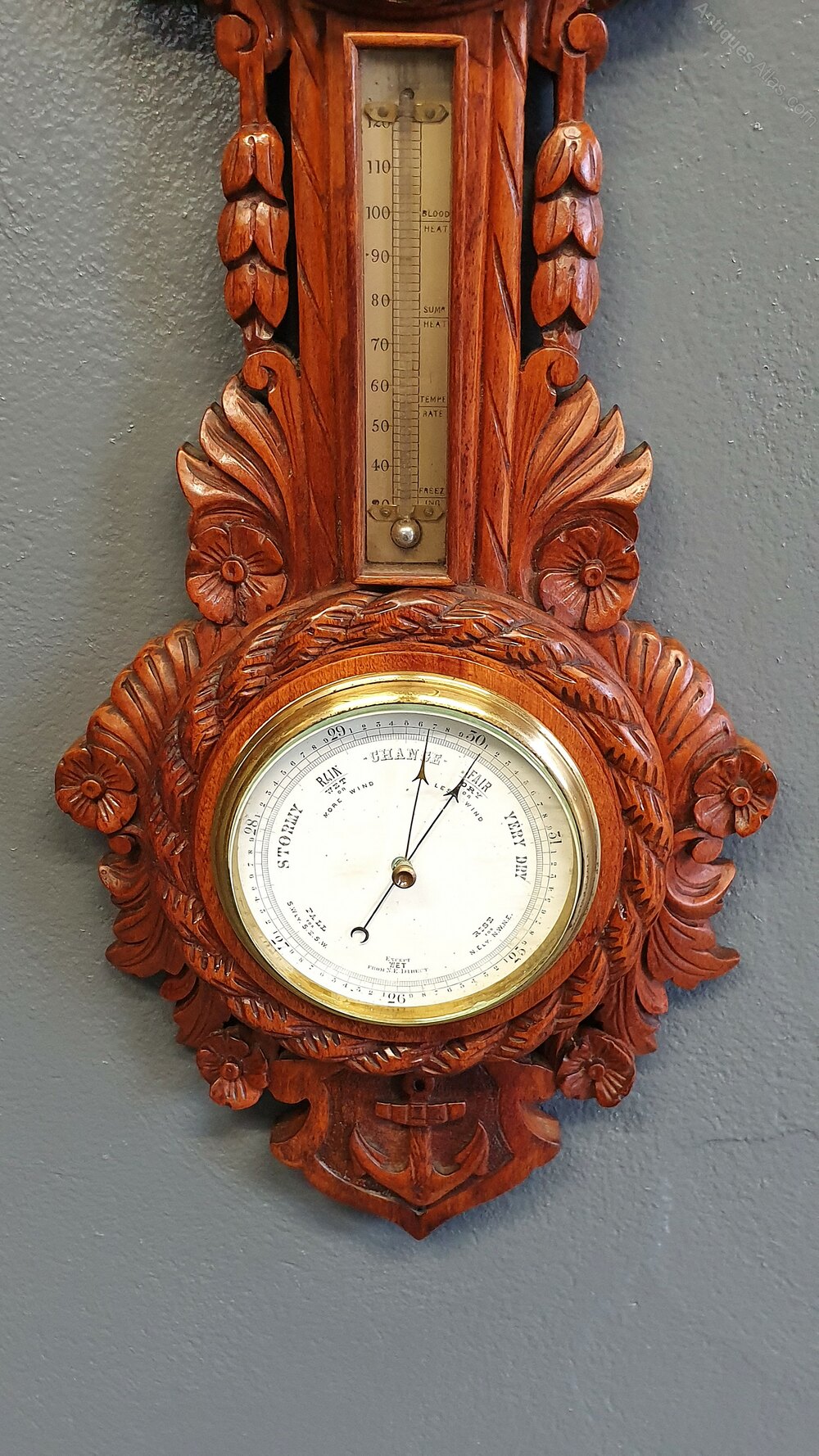 Antiques Atlas - Victorian Oak Case Clock Barometer. as619a1113 / V 245