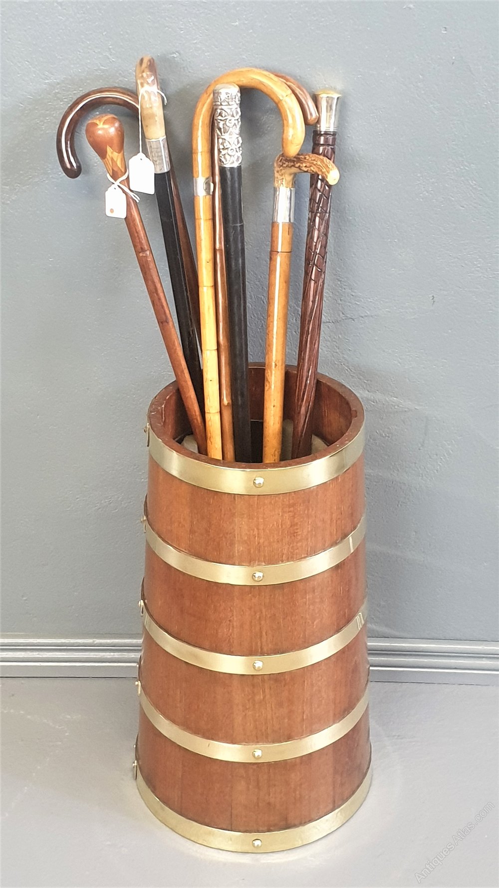 Victorian Oak & Brass Bound Stick Barrel - Antiques Atlas