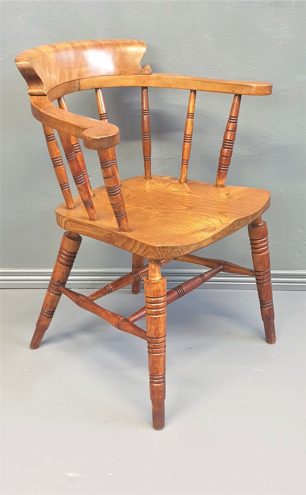 Victorian Smokers Bow Arm Chair. - Antiques Atlas