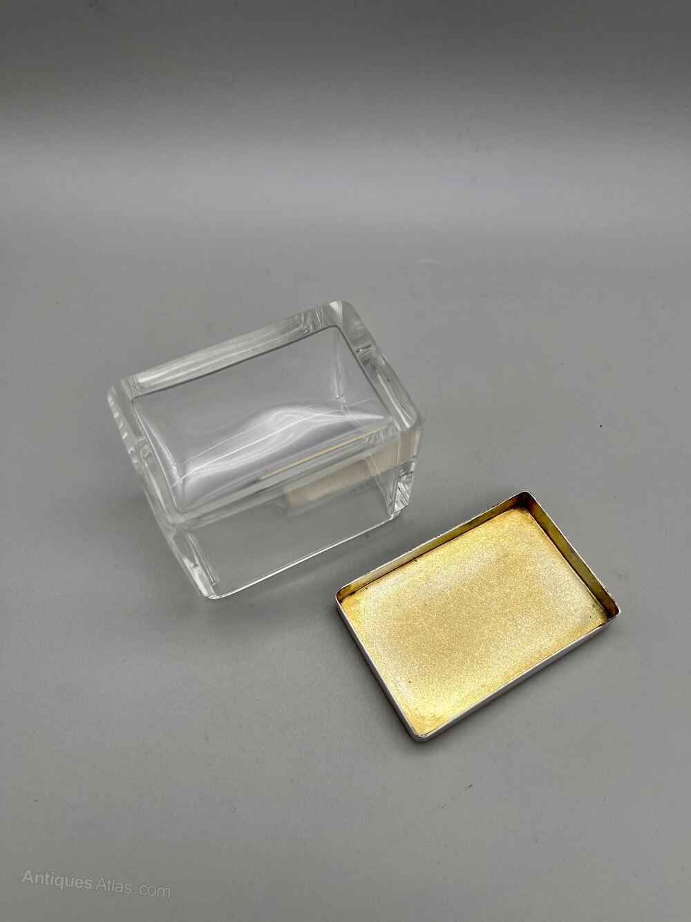 Antiques Atlas - Art Deco Glass, Silver & Enamel Dressing Table Box ...