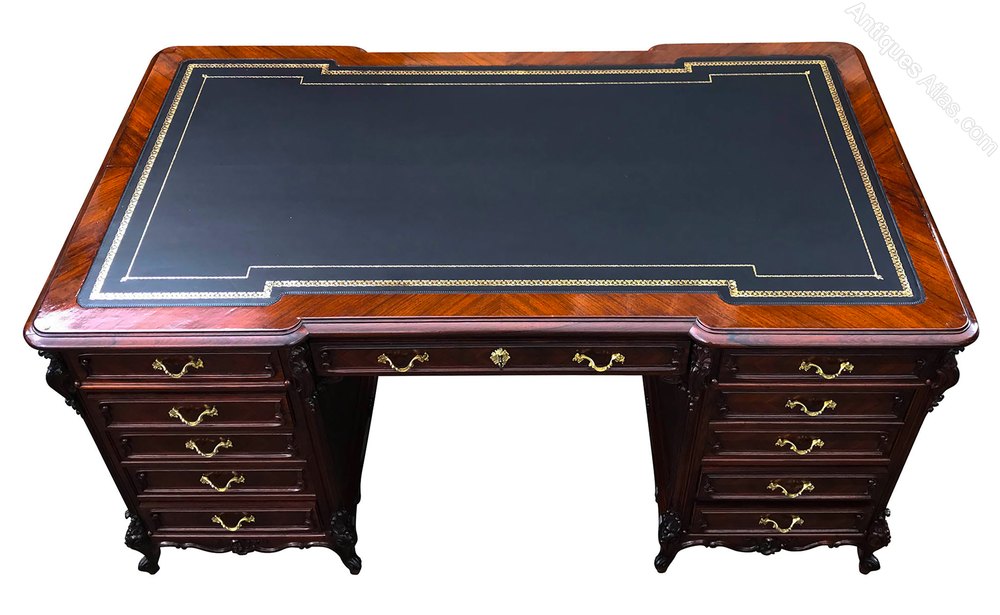 Large Antique French Rosewood Carved Desk - Antiques Atlas