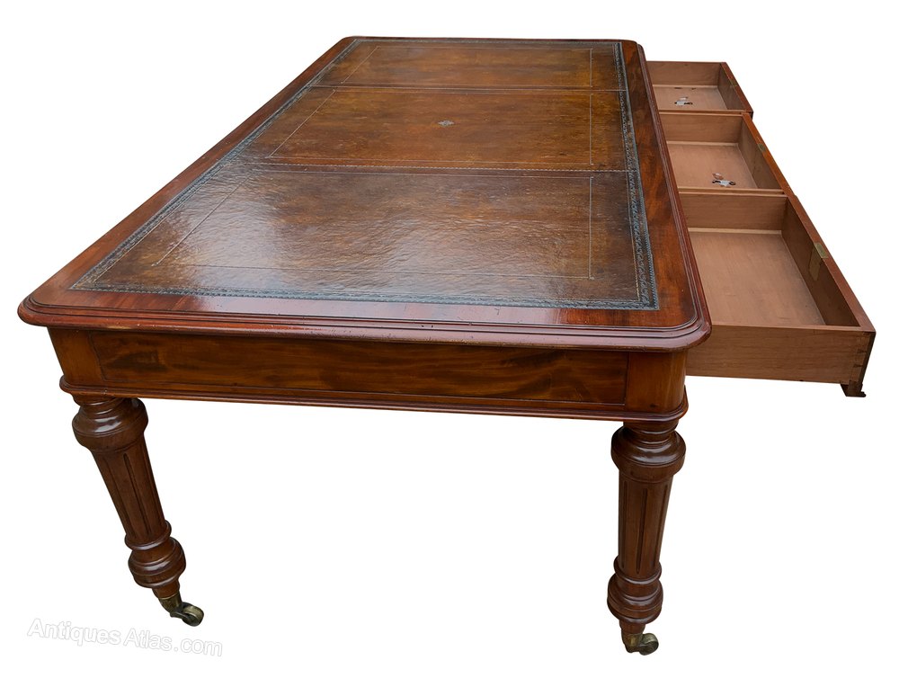 Large Antique Gillows Mahogany Library Table / Desk - Antiques Atlas