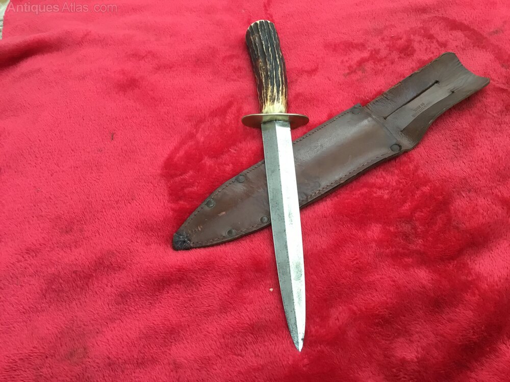 Antiques Atlas - Stag Handled Dagger With A Commando Knife Blade as1017a499