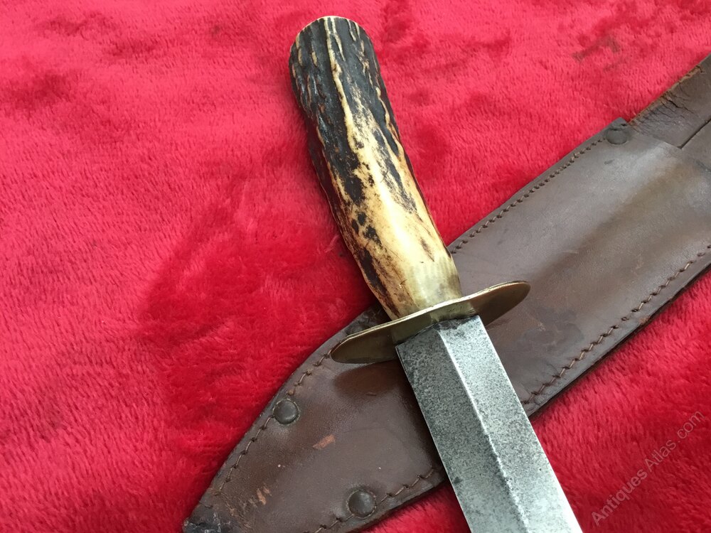Antiques Atlas - Stag Handled Dagger With A Commando Knife Blade as1017a499