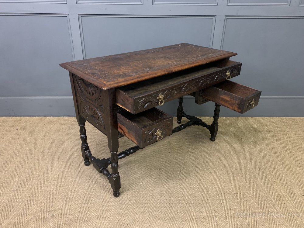 Carved Oak Side Table - Antiques Atlas
