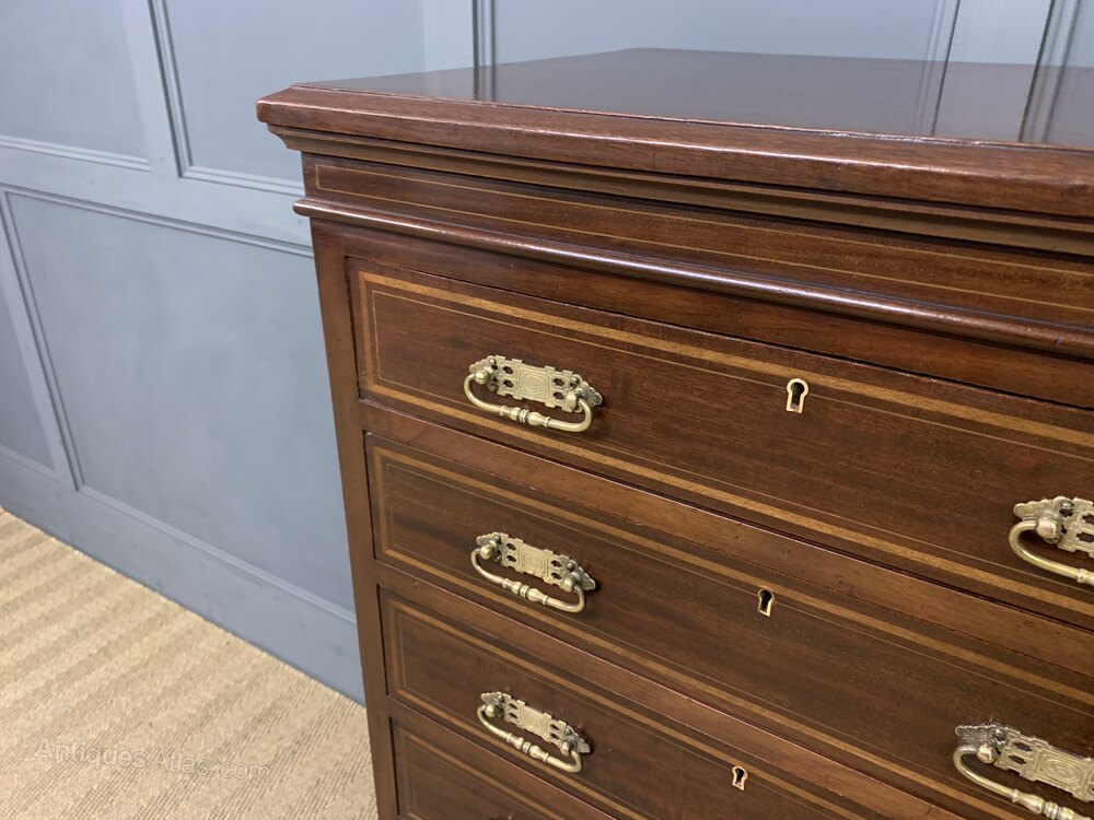 Maple & Co Inlaid Mahogany Pillar Chest as402a3715 / 18012 - Antiques Atlas