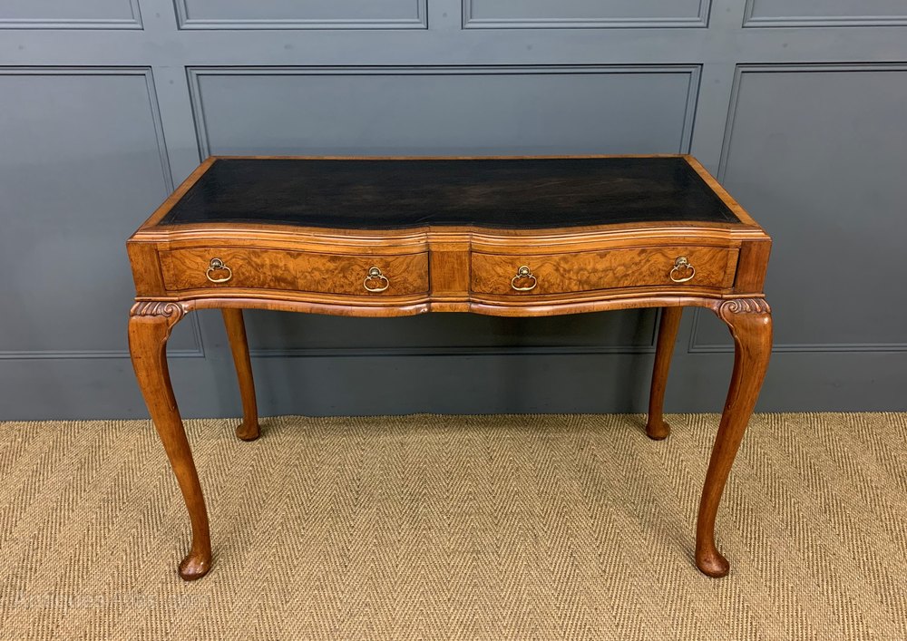 Queen Anne Style Burr Walnut Writing Table - Antiques Atlas